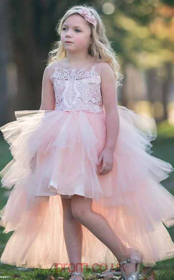 Cute High Low Pink Kids Girls Prom Dress ACH007 - 4prom.co.uk Cute High Low Pink Kids Girls Prom Dress ACH007 - 4prom.co.uk